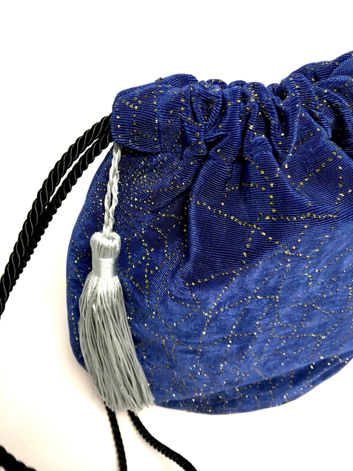 Blue Bag With Tassel, Handmade Unique Bucket Bag, Eco Friendly Upcycled ...