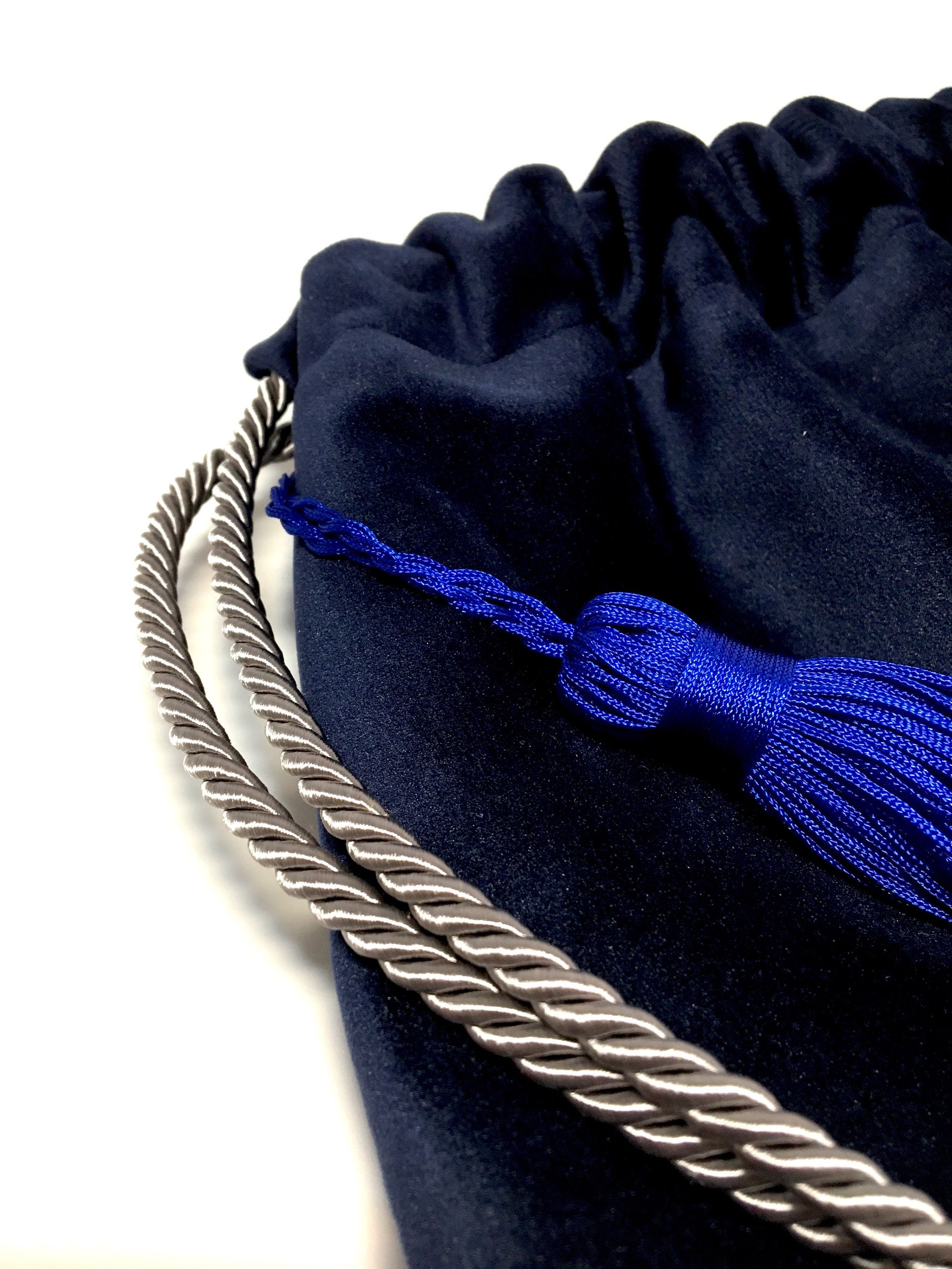Blue Velvet Bag With Tassel, Handmade Unique Bag, Zero Waste Recycled ...
