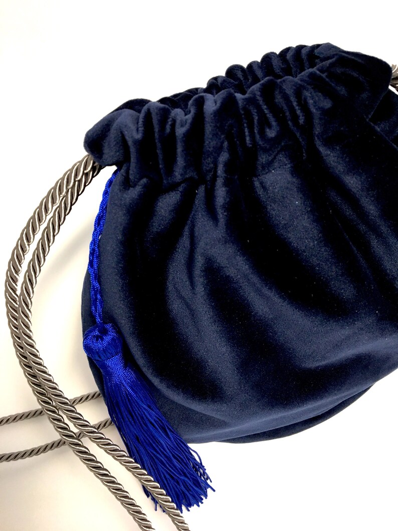 Blue Velvet Bag With Tassel, Handmade Unique Bag, Zero Waste Recycled ...