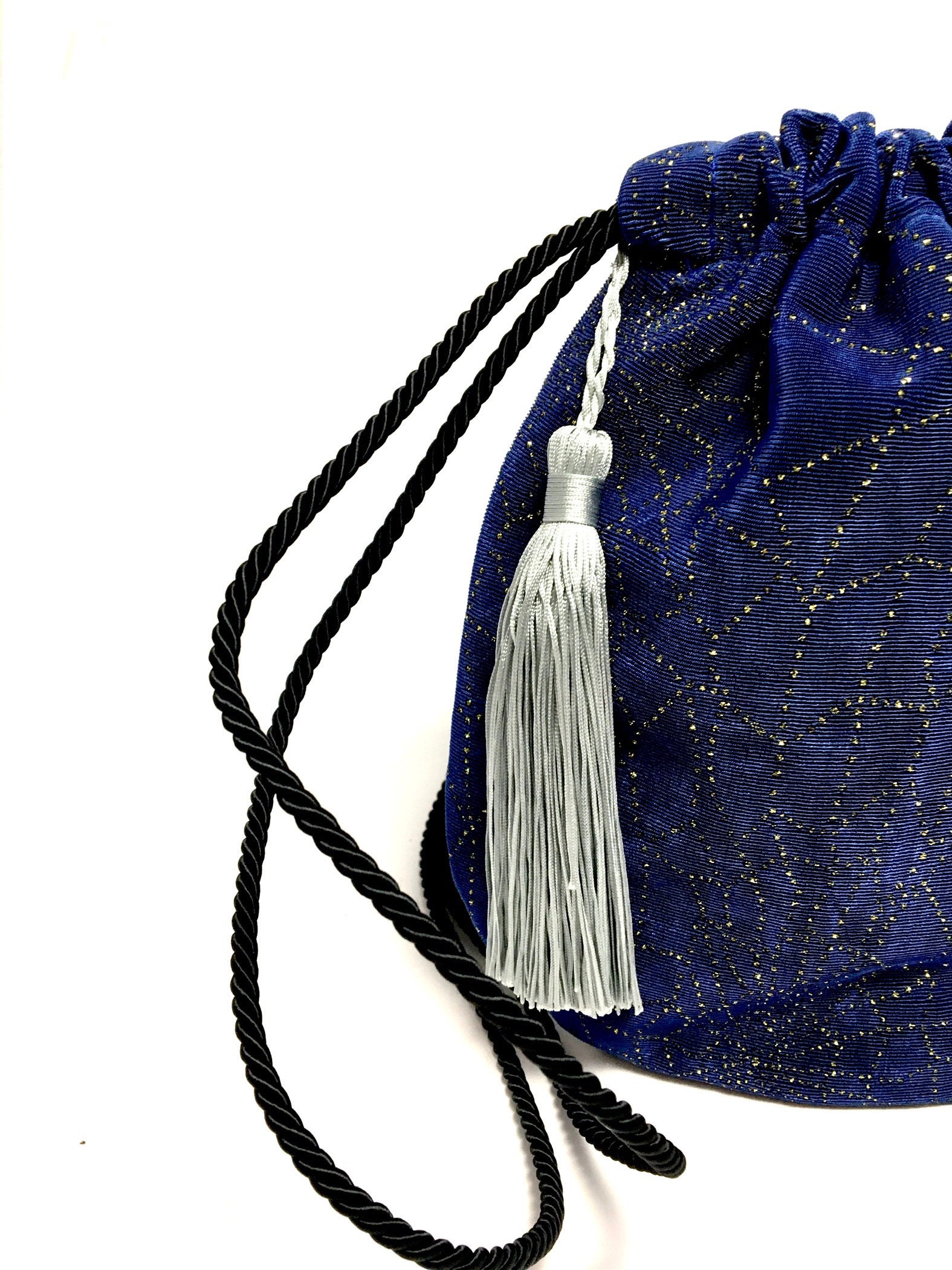 Blue Bag With Tassel, Handmade Unique Bucket Bag, Eco Friendly Upcycled ...