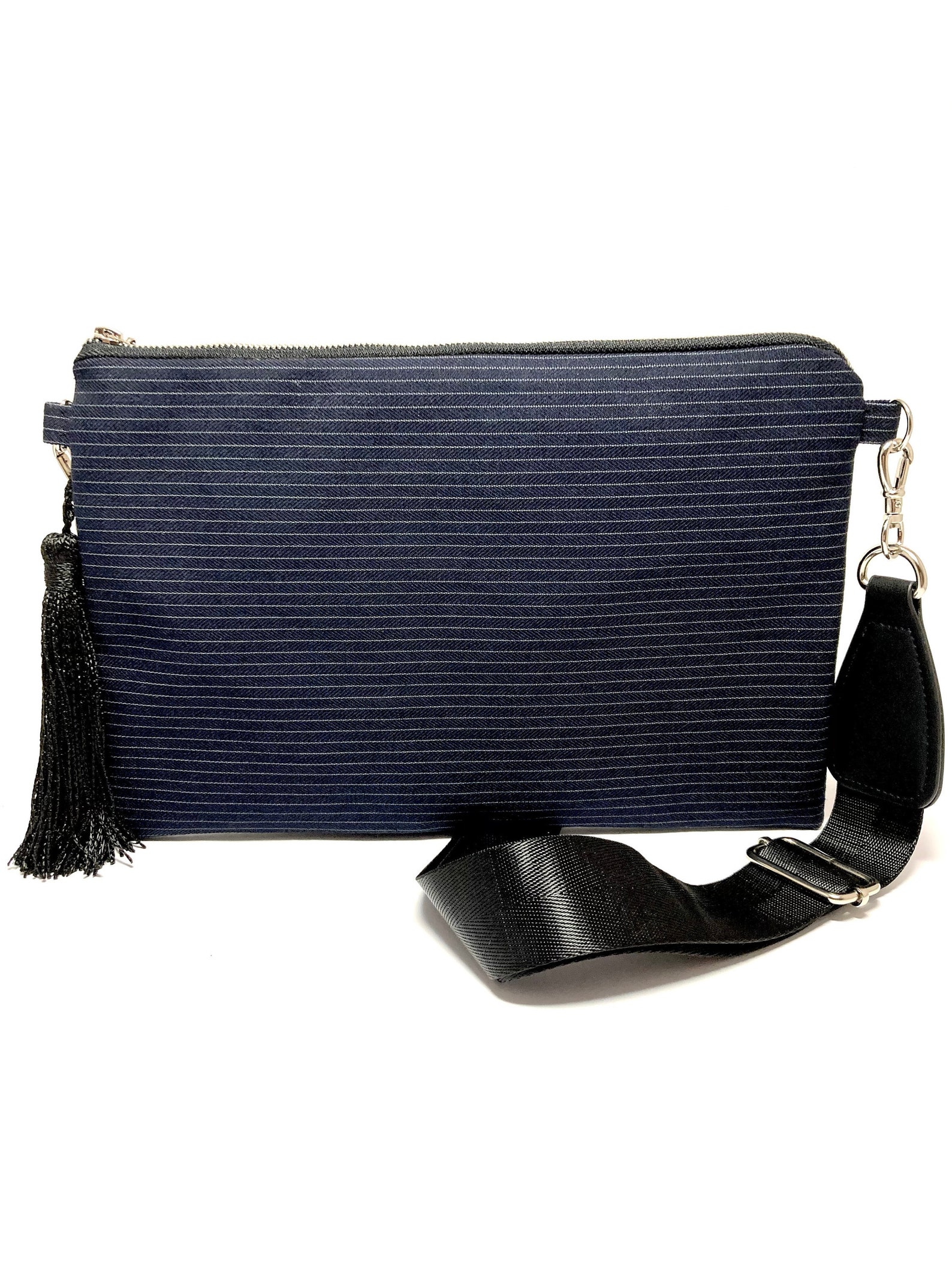 Navy Bag With Tassel Unique Messenger Bag Zero Waste - Etsy