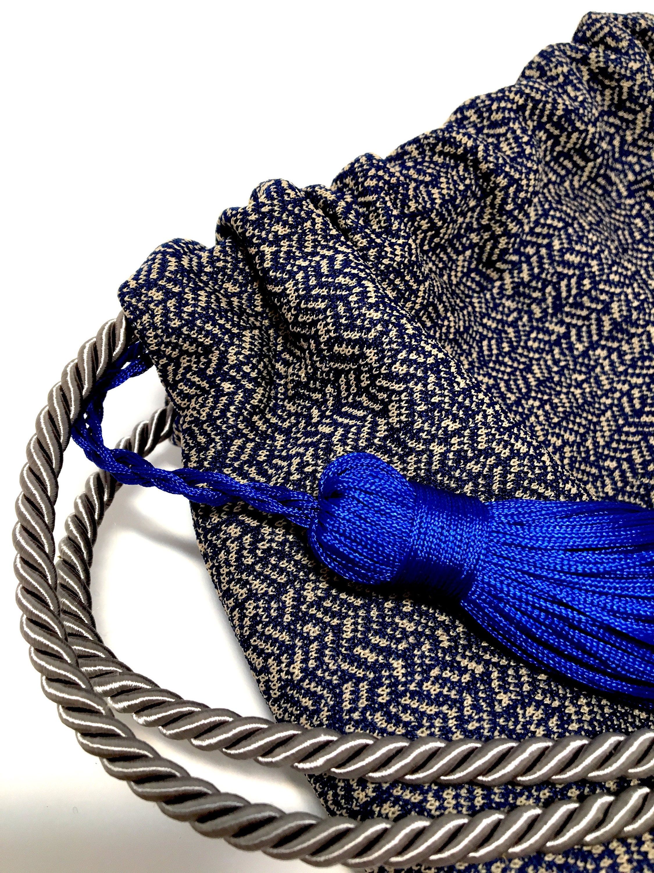 Unique Blue Bucket Bag With Tassel, Zero Waste Recycled Purse, Boho Bag ...