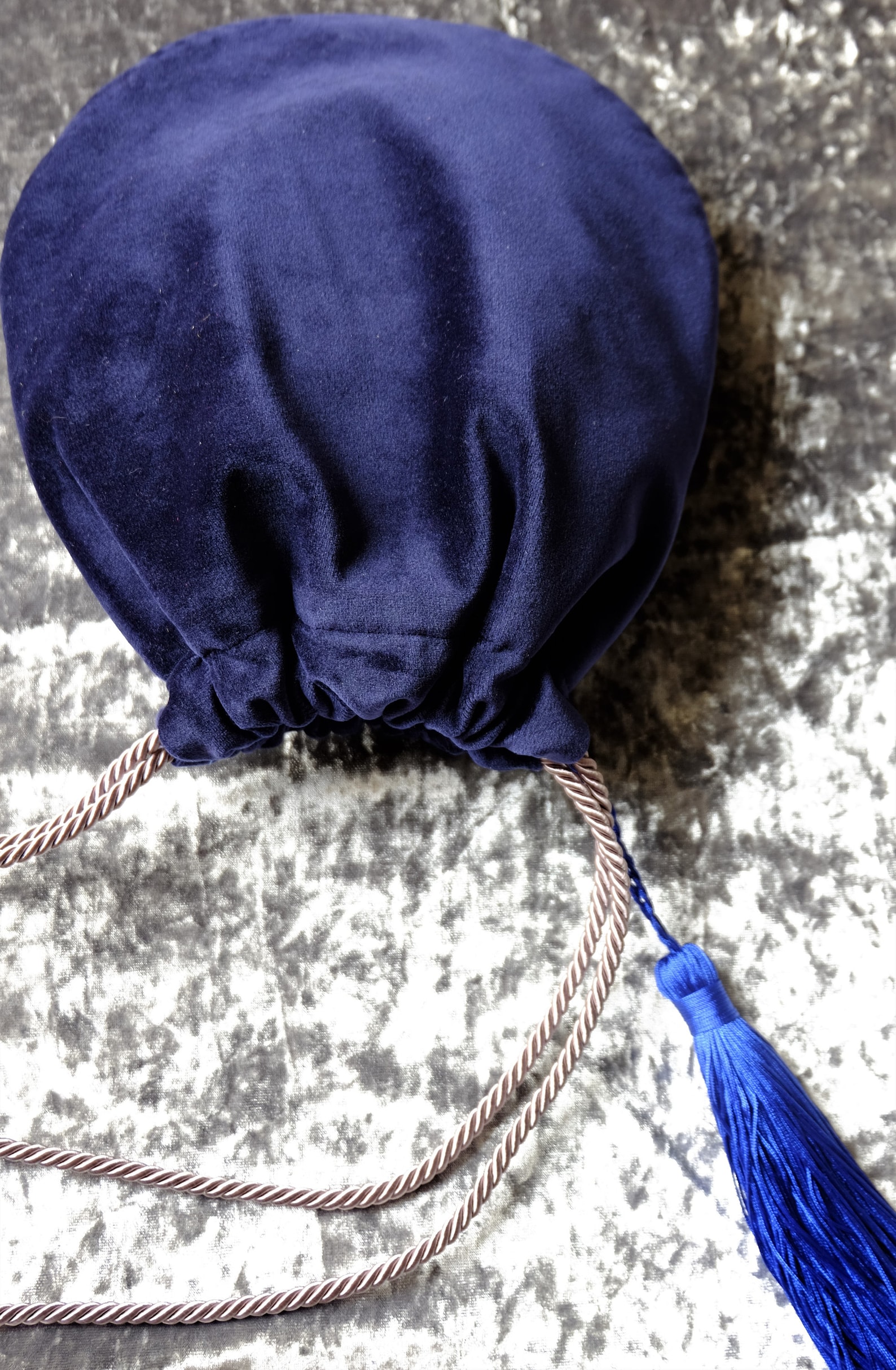 Blue Velvet Bag With Tassel, Handmade Unique Bag, Zero Waste Recycled ...