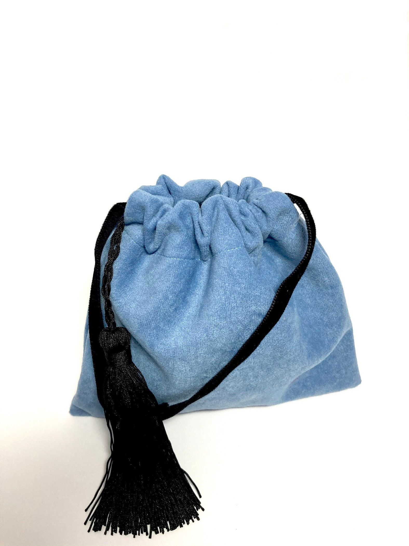 Little blue velvet handbag with tassel, tiny bag, velvet pouch, zero ...