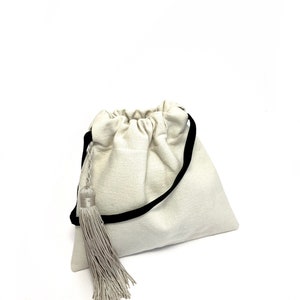 Linen Mini Handbag With Tassel, Tiny Bag, Unique Linen Pouch, Recycled ...