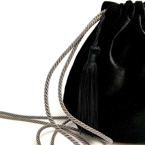 Black velvet bag velvet pouch recycled bag black boho bag | Etsy