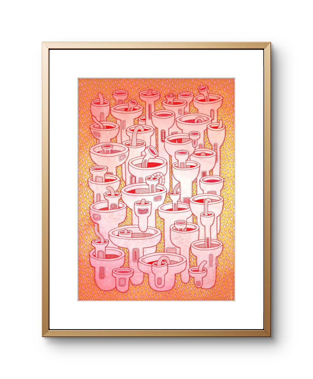 Quirky Cups Art Print: Abstract Line Art Illustration - Etsy