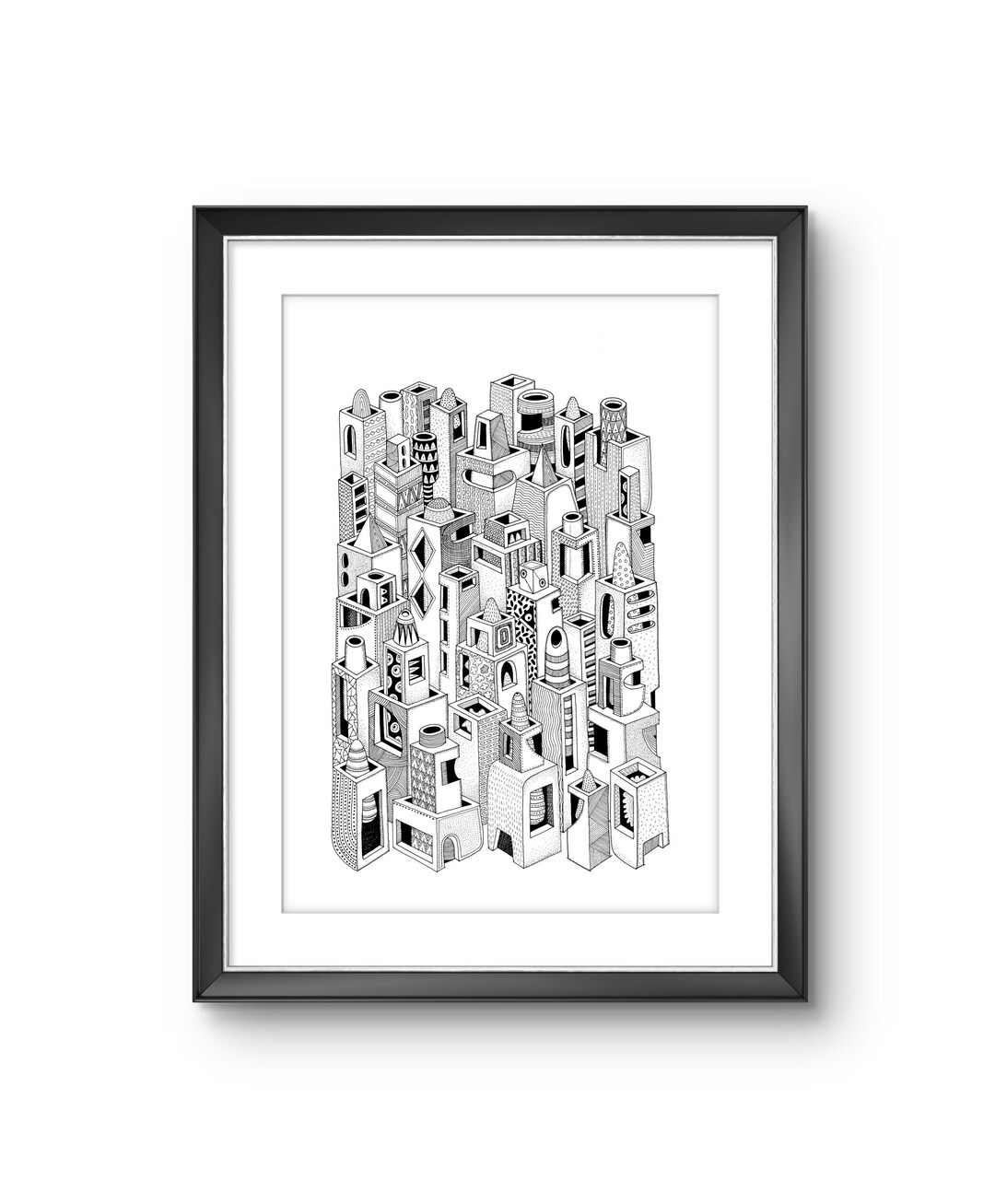 Cityscape - Fine Art Print, Abstract Wall Art, Line Art, Quirky ...