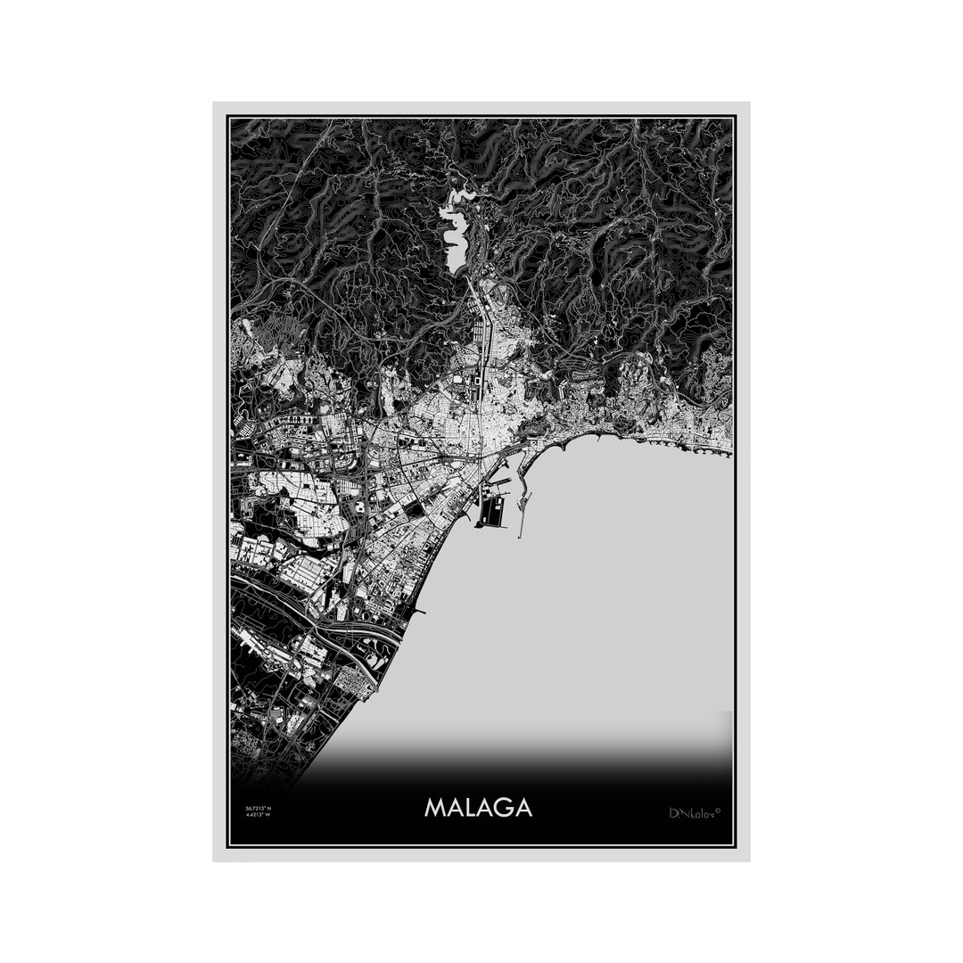 MALAGA Map Art Print 250gsm Art Quality Paper Fast - Etsy