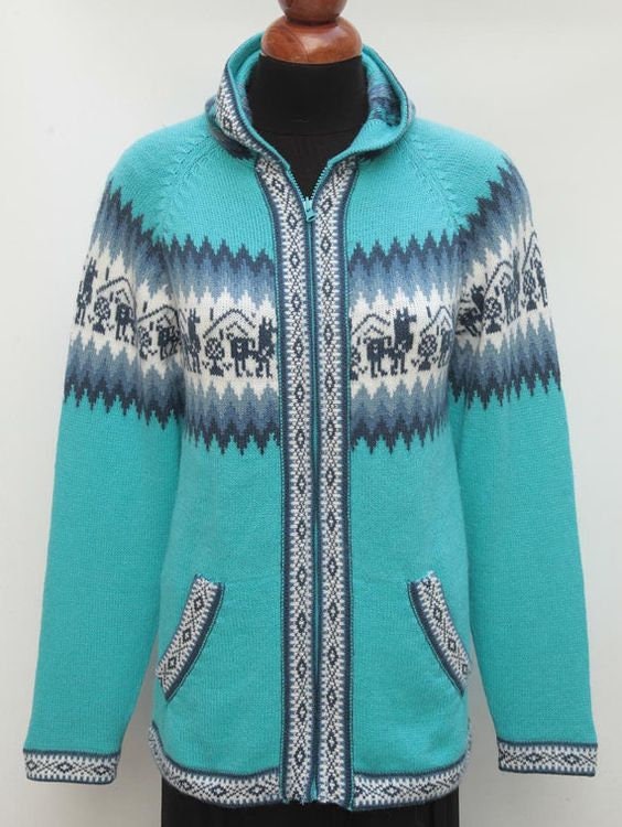 Cian Hooded Alpaca Sweater Hippie Style SW042 made in Peru - Etsy