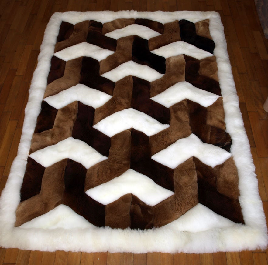 Baby Alpaca Fur Rug With Geometric Design. Handmade in Peru. AR0136 - Etsy