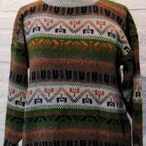 Alpaca Crew Neck Sweater Inca Pattern - SW078 (made in Peru) - Etsy