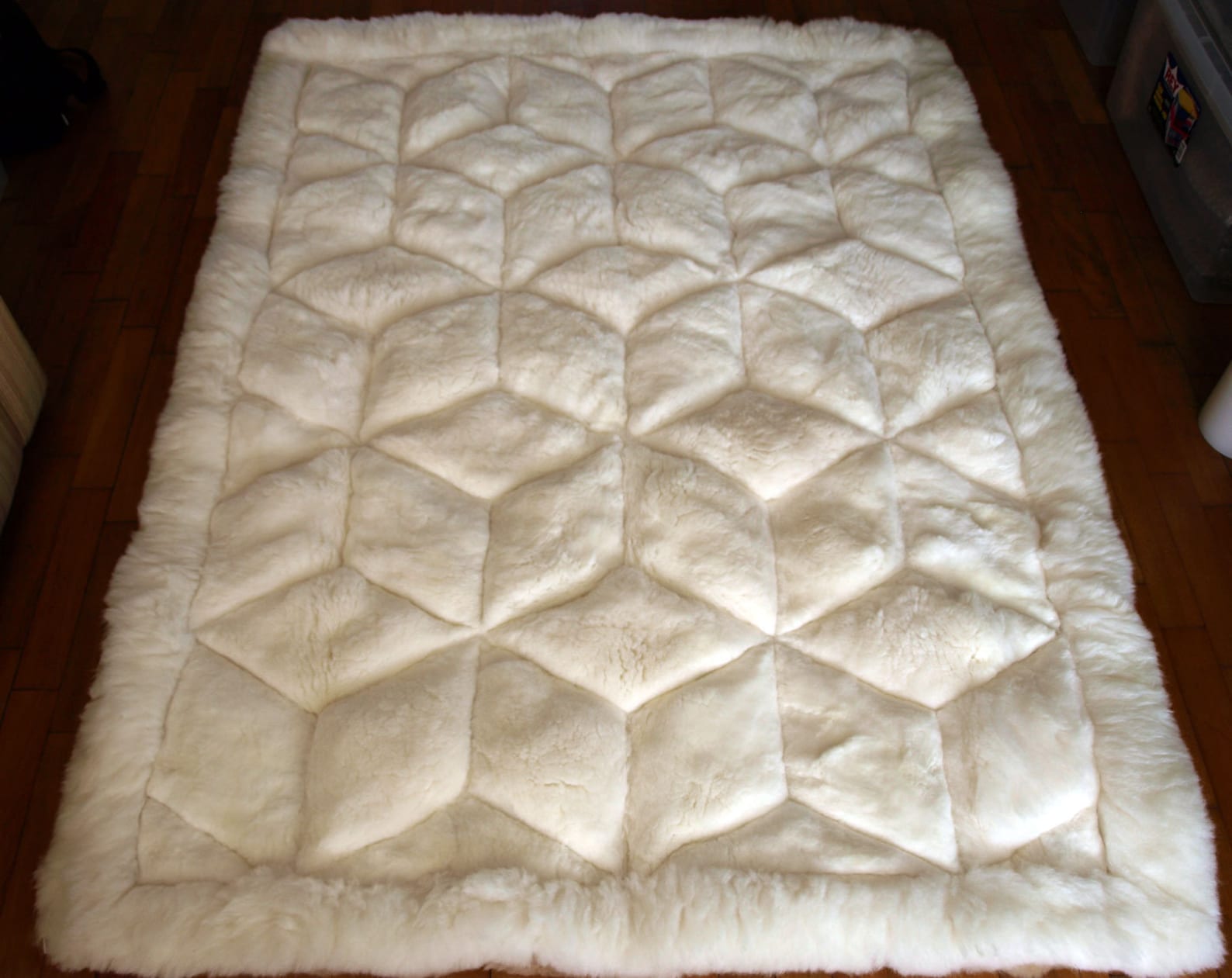 Baby Alpaca Fur Rug White Cubic Design. Handmade in Peru. - Etsy