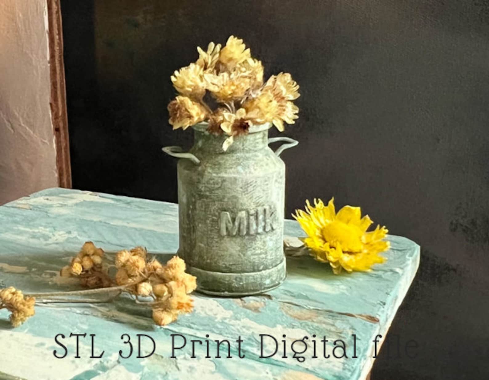 3D Print File Dollhouse Miniature Milk Can With Milk Text STL Digital ...