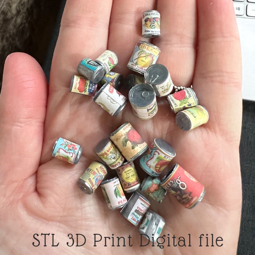 3D Print File Dollhouse Miniature Tin Canned Foods STL Digital Download ...