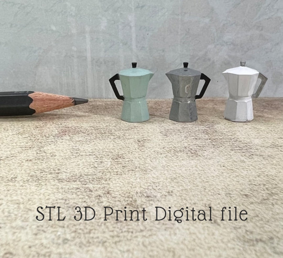 3D Print File Dollhouse Miniature Coffee Moka Pot STL Digital Download ...