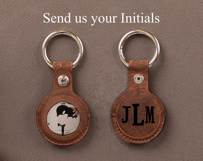 Apple AirTag Brown Leather Keychain With Brass Clasp monogrammed AirTag ...