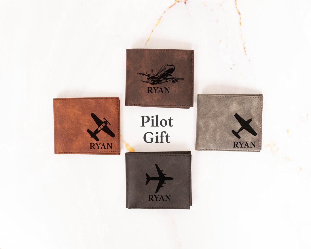 Custom Pilot's Name Wallet Christmas Gifts Idea, Personalized Leather ...