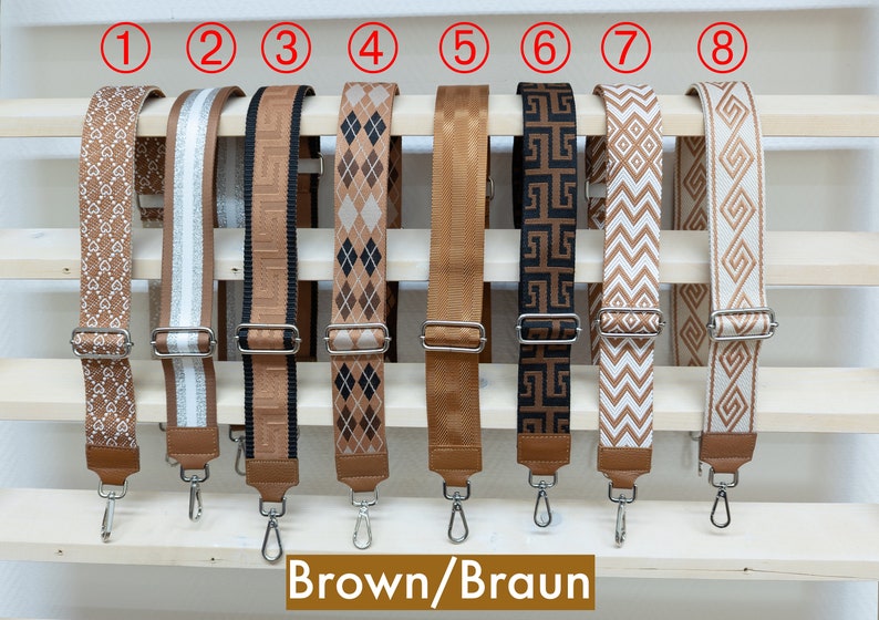 Brown Leather Crossbody Bag Strap With Silver Hardware, Adjustable ...