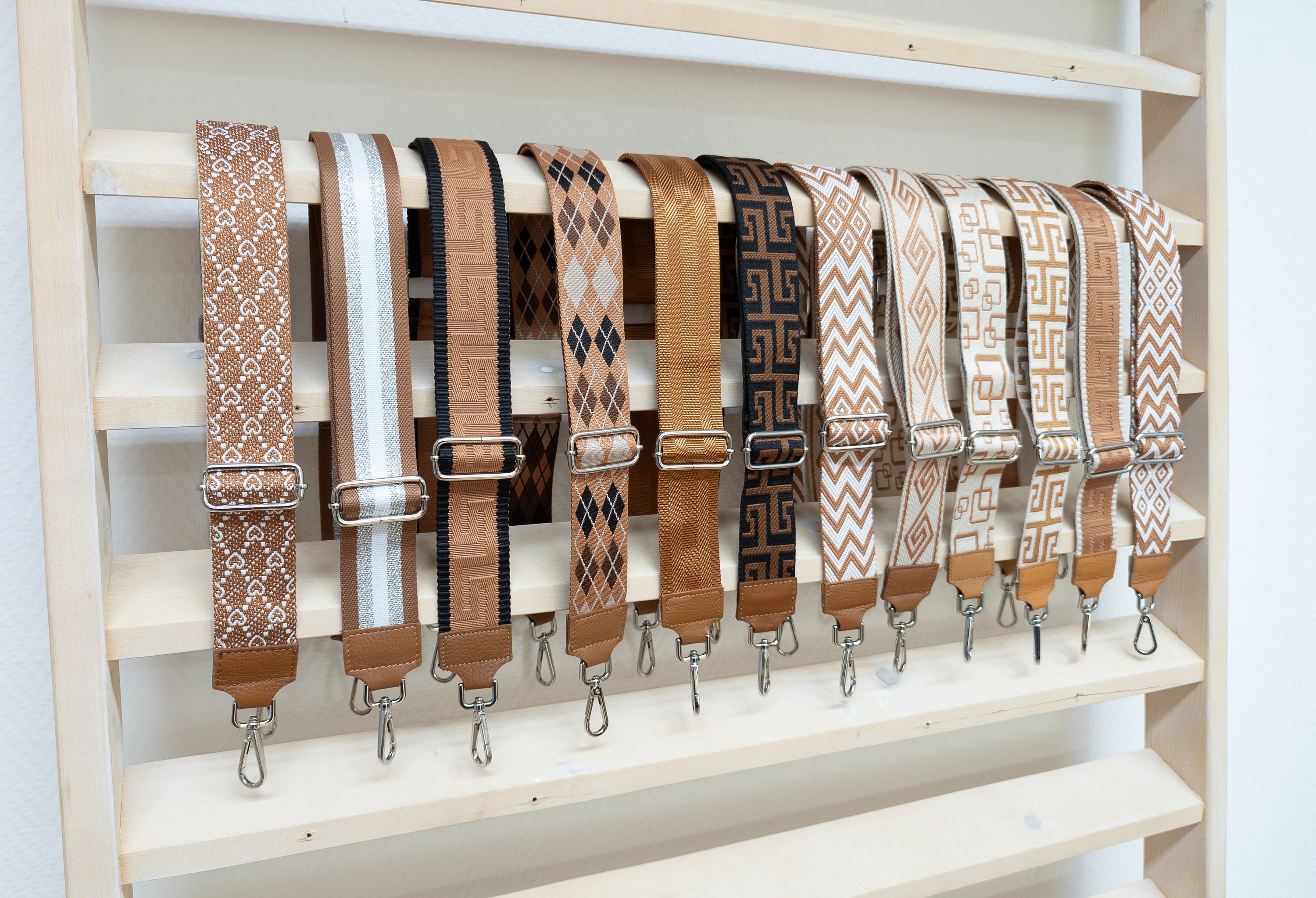 Brown Leather Crossbody Bag Strap With Silver Hardware, Adjustable ...