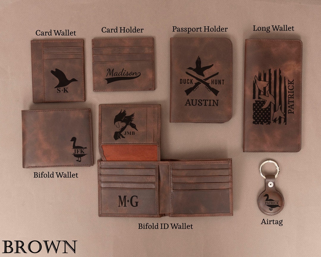 Personalized Leather Gift Duck Hunters, Duck Wallets for Dad, Duck ...