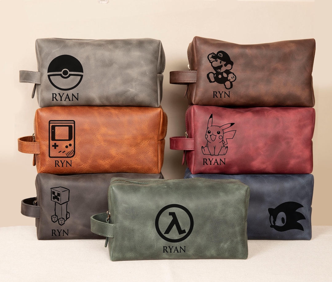 Custom Name Gamer Dopp Kits for Him, Game Icons Themed Gift for Son ...