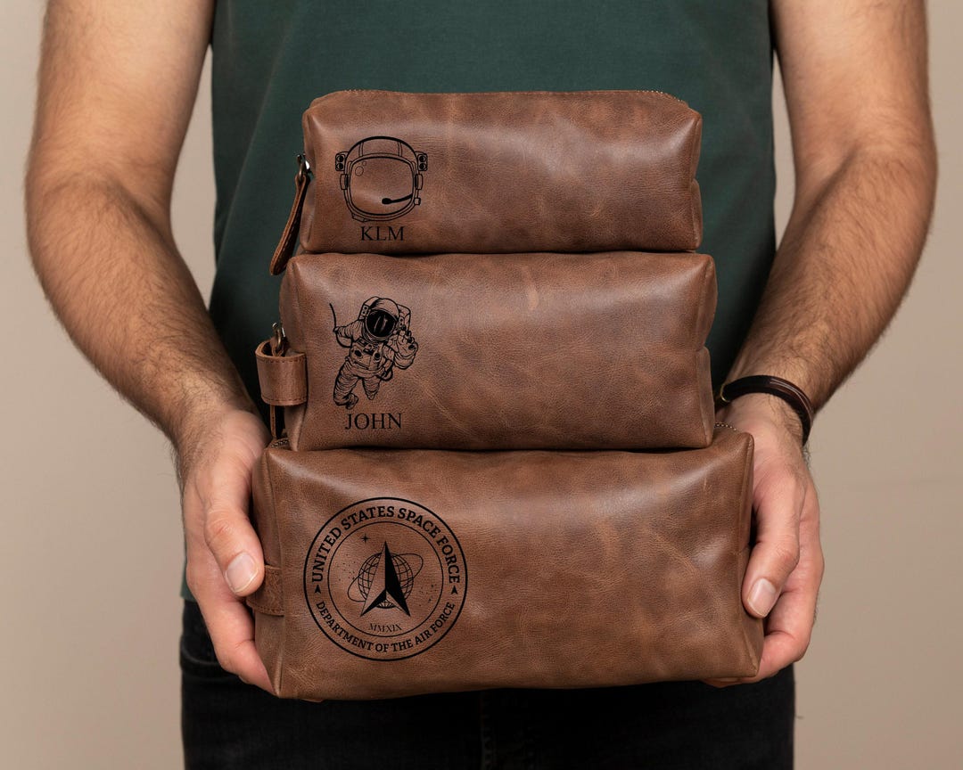 Astronaut Memorial Gift Friend, Personalized Leather Dopp Kit Mens ...