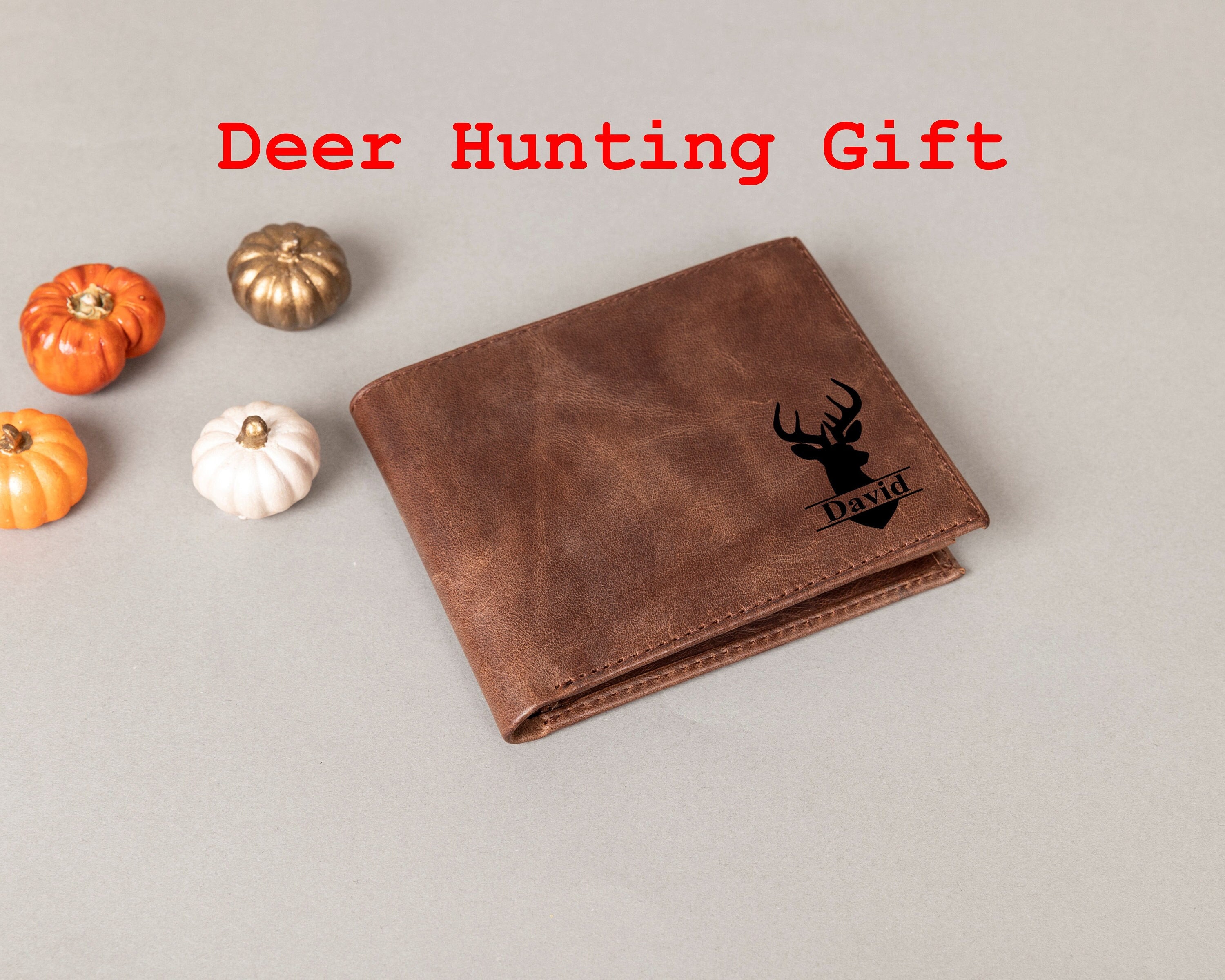 Personalized Leather Wallet Mens, Deer Hunting Gift, Valentines Day ...