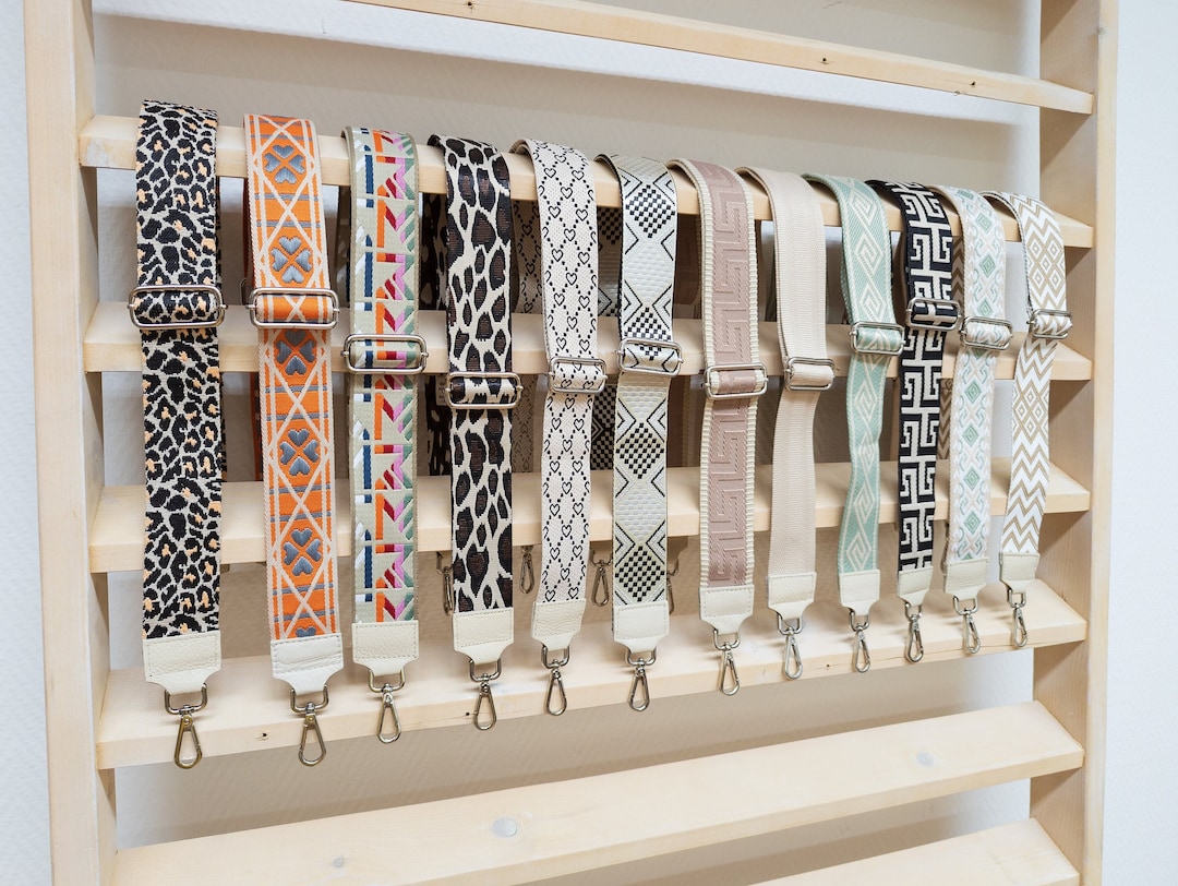 Beige Leather Crossbody Bag Strap With Silver Hardware, Guitar Strap ...