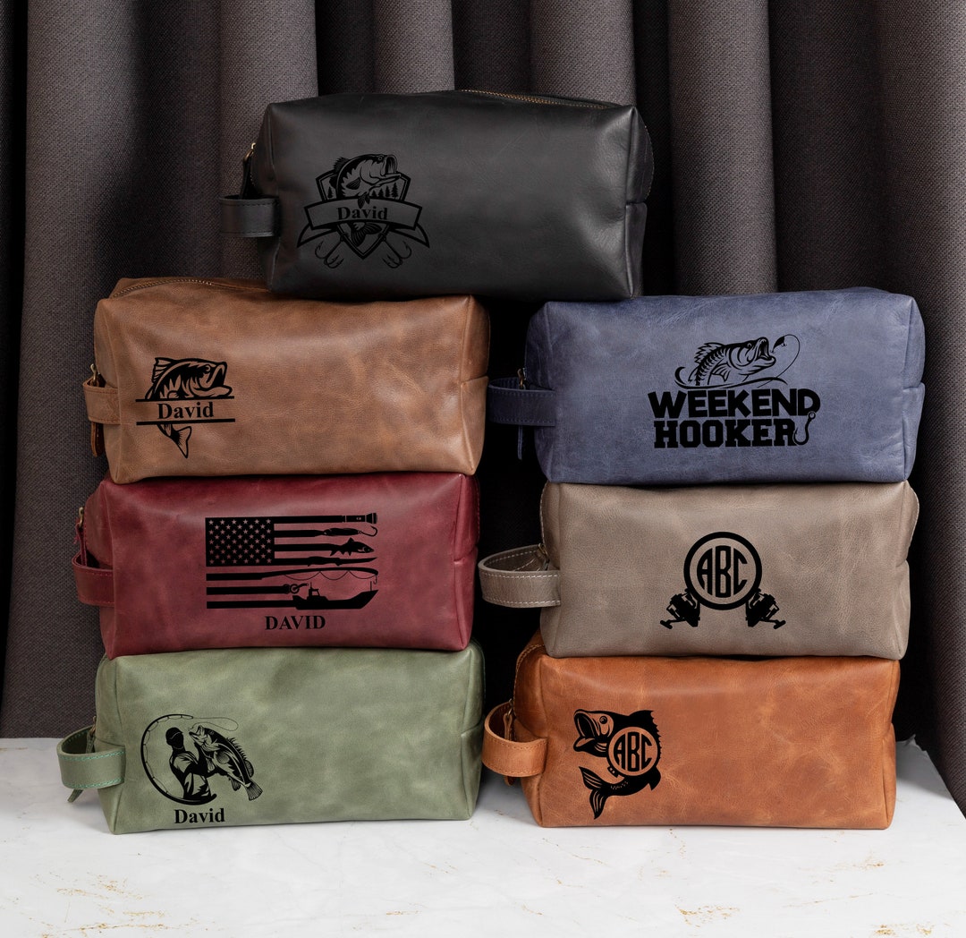 Personalized Fisherman Doppkit Bag, Fishing Hunting Gift Men's, Leather ...