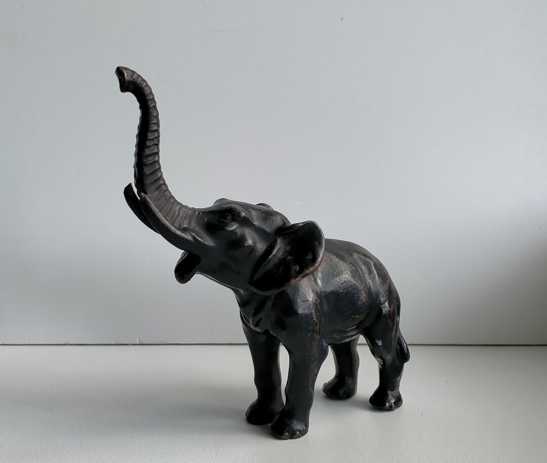 Cast Iron Elephant. Vintage Original Statuette Figurine. Cast Metal ...