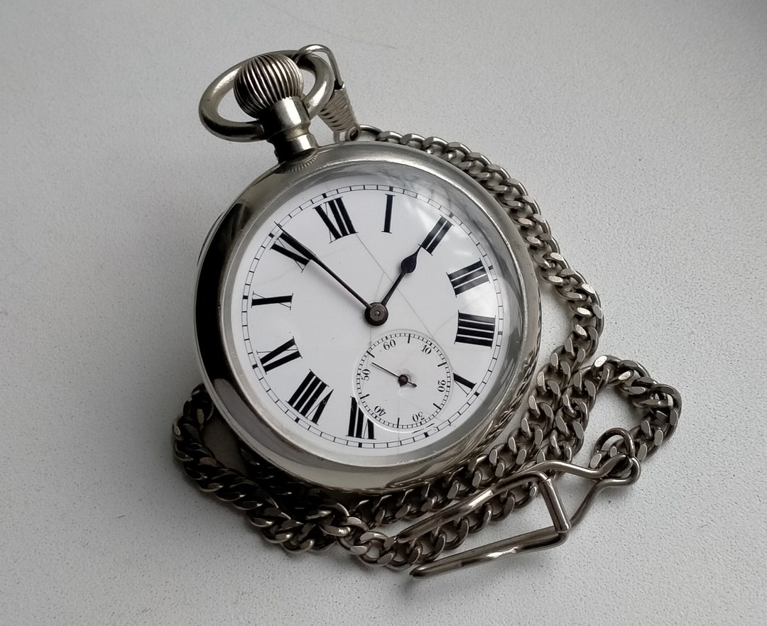 Billodes zenith Pocket Watch With Chain. Enamel Dial. - Etsy