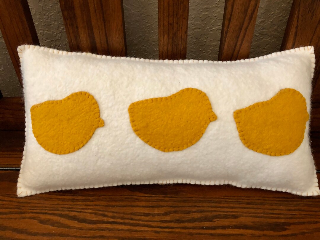 Easter Baby Chick Wool Felt Decorative Accent Pillow Hand Stitched ...