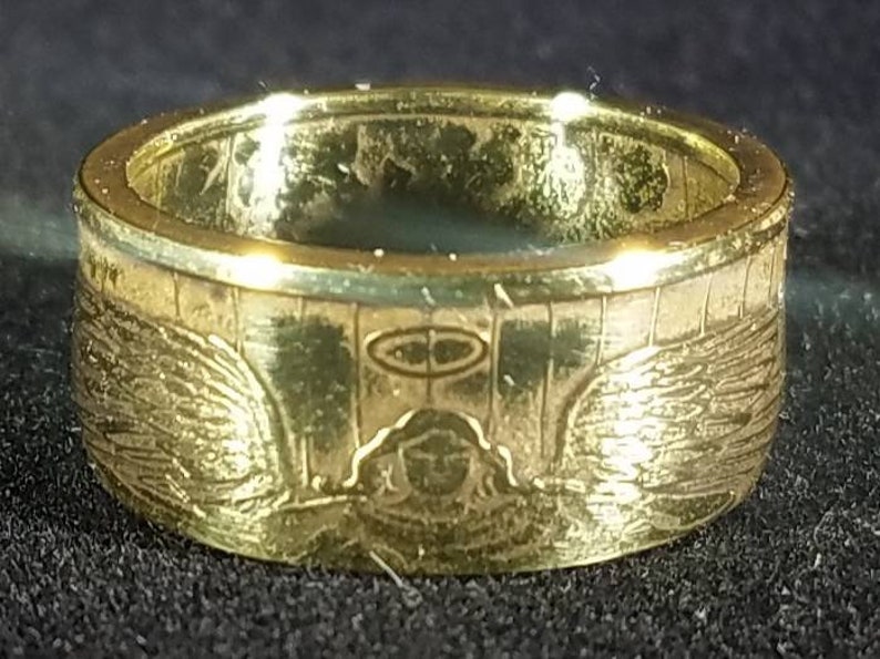 Vintage Gurdian Angel Token Ringprotection Ringchristian - Etsy