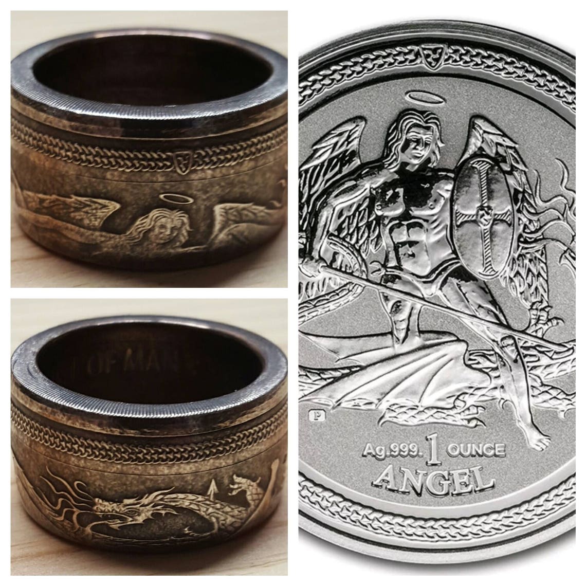 Angel and the Serpent Ring* Approximately 1oz.999 Fine Silver*2016 Isle ...