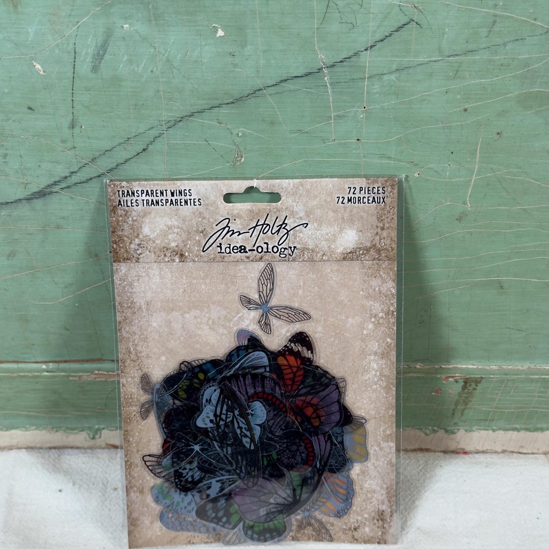 NIP Tim Holtz Transparent Wings 72 Pc Package Vintage Junk Journal ...