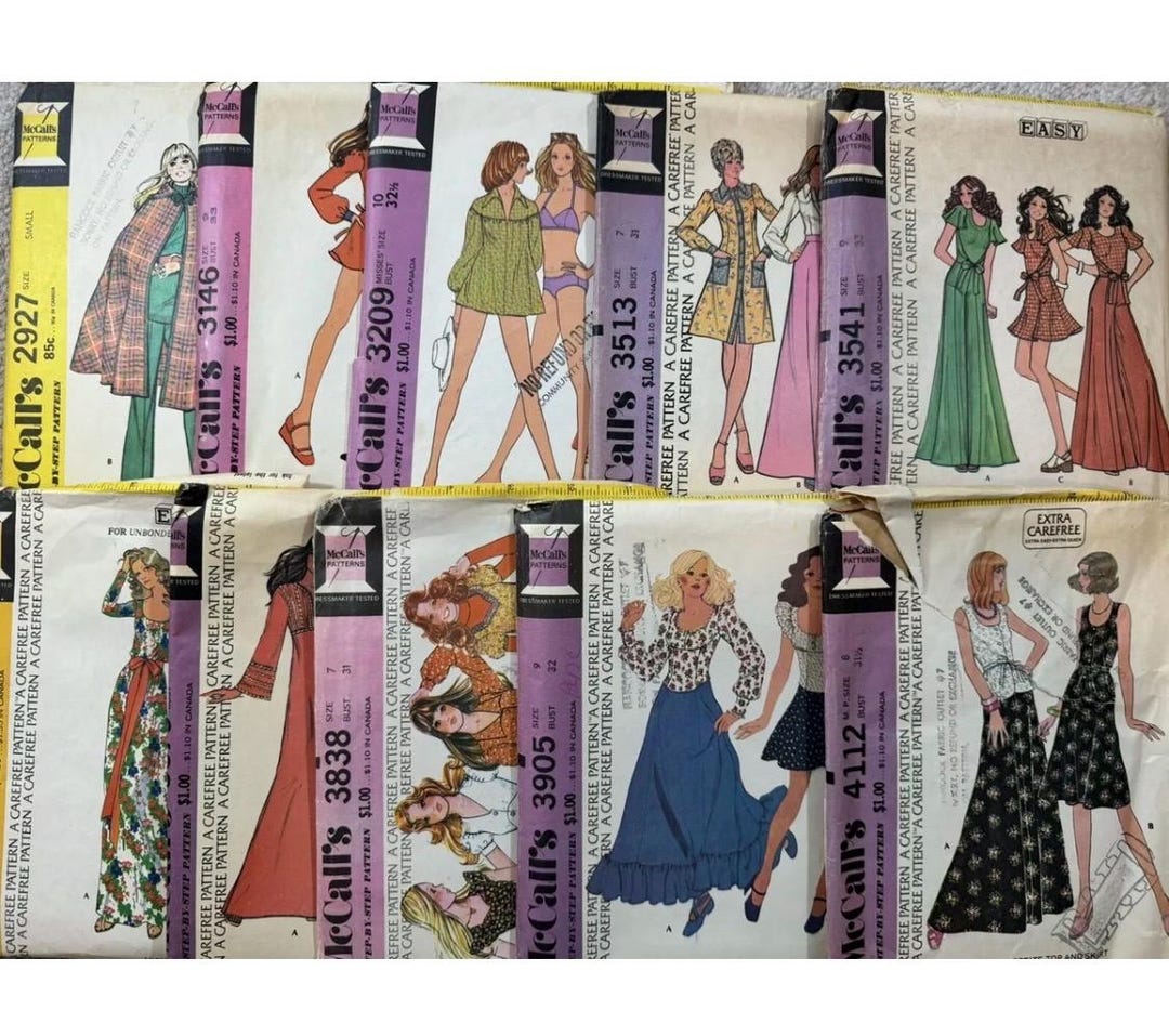 Vintage Lot of 10 1970’s Sewing Patterns Mccalls Little Bit of ...