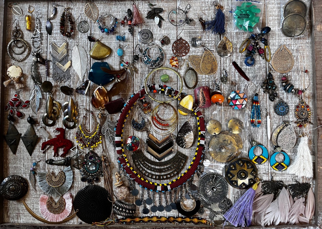 Vintage Junk Jewelry Lot Southwest Indian Wild West Bohemian Broken ...