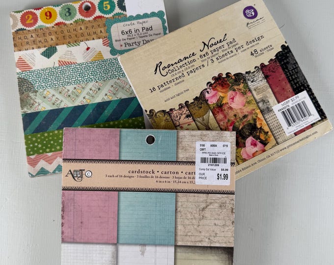 Lot of (3) Papercraft Cardstock Pads Variety 6x6 Romance Party Junk ...