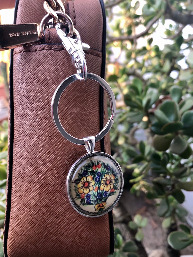 Polish Pottery Pattern Keychain, Handmade Silver Key Ring - Etsy
