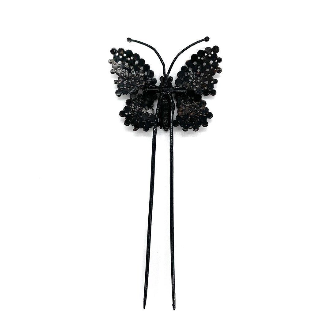 Victorian French Jet Butterfly Hairpin - Etsy
