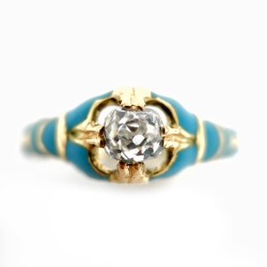Victorian Light Blue Enamel Diamond Ring - Etsy