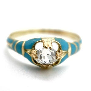 Victorian Light Blue Enamel Diamond Ring - Etsy