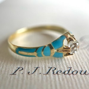 Victorian Light Blue Enamel Diamond Ring - Etsy