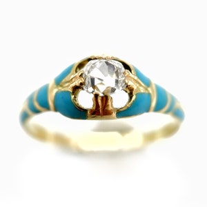 Victorian Light Blue Enamel Diamond Ring - Etsy