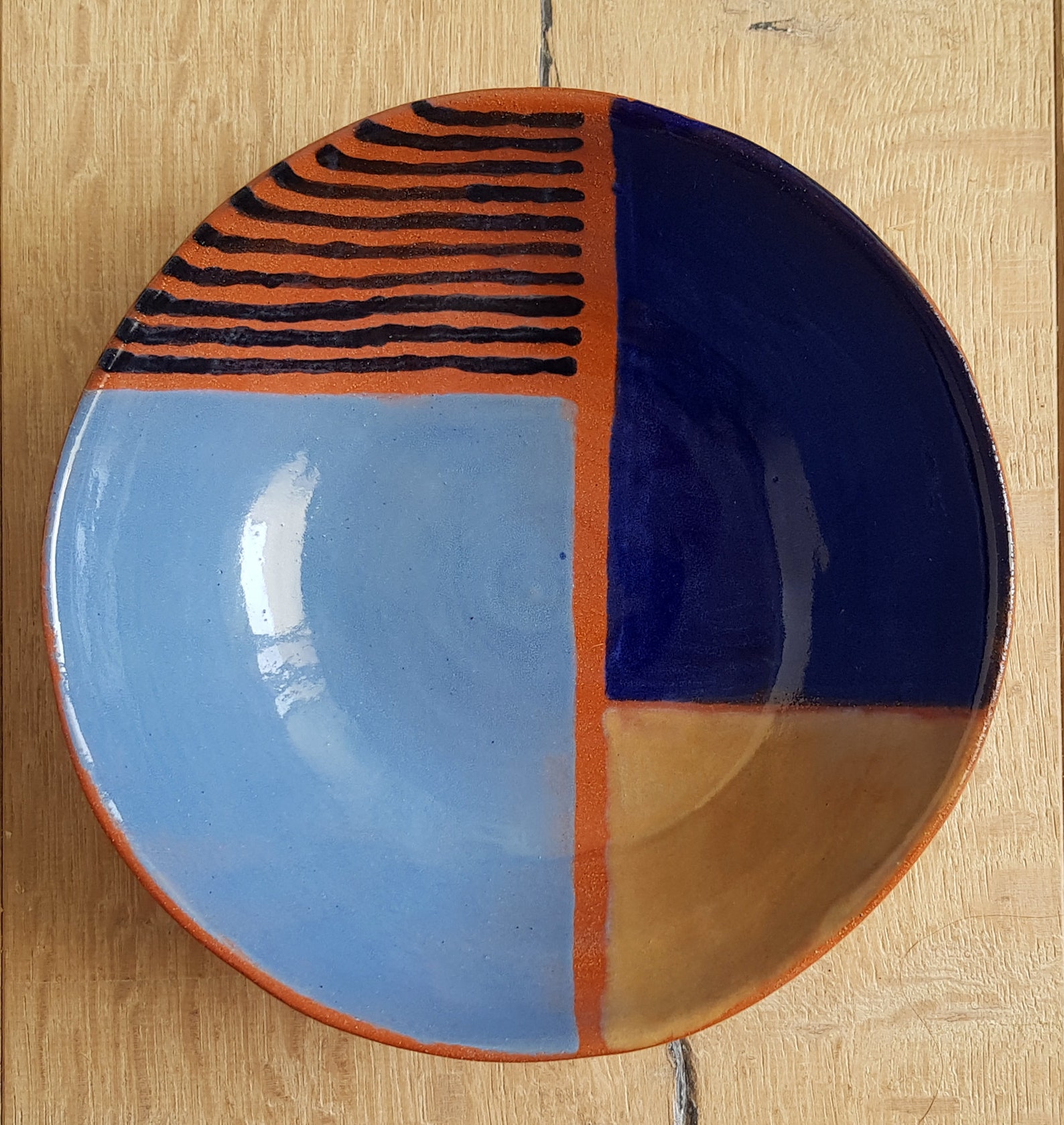 Blue and Camel Medium Size Bowl, Ramen/ Salad Serving Bowl, Special ...