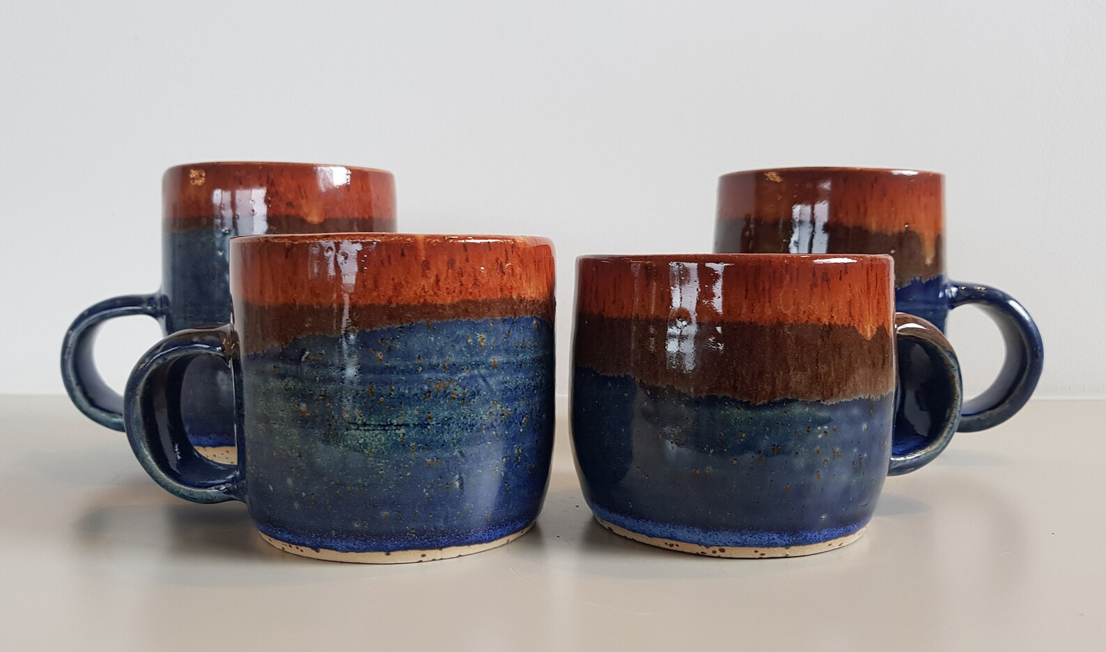 Blue & Brown Ceramic Cortado Cups, Coffee Mugs, Passover Gift, Small ...