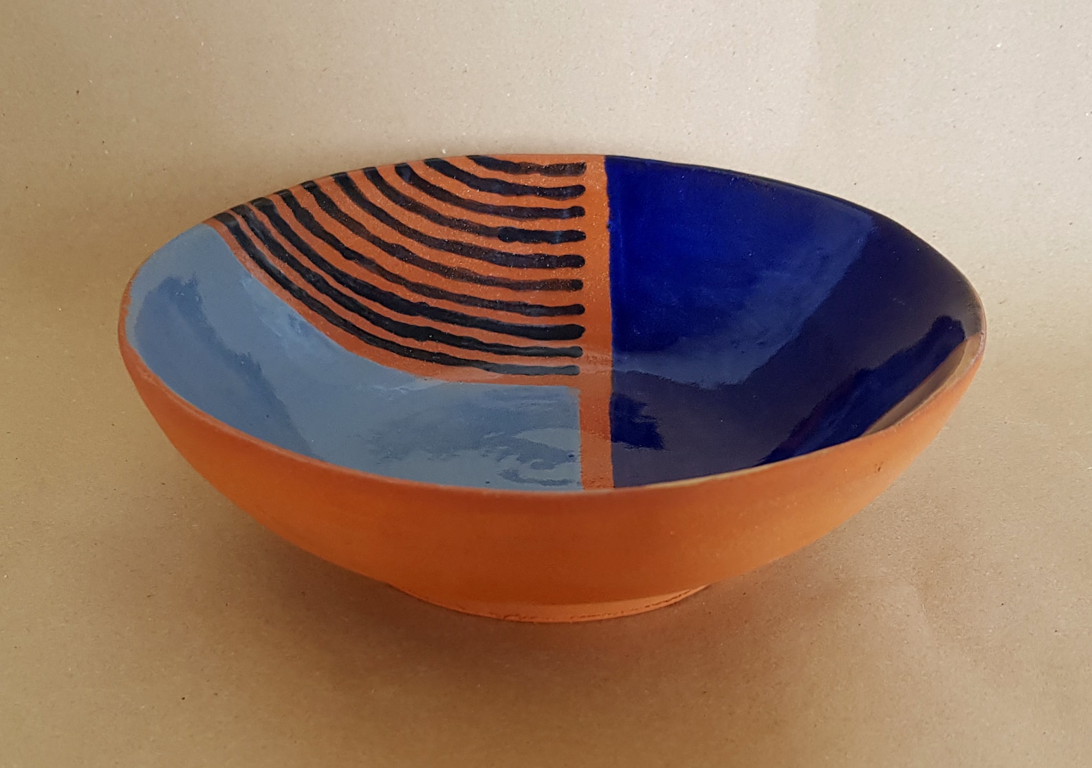 Blue and Camel Medium Size Bowl, Ramen/ Salad Serving Bowl, Special ...