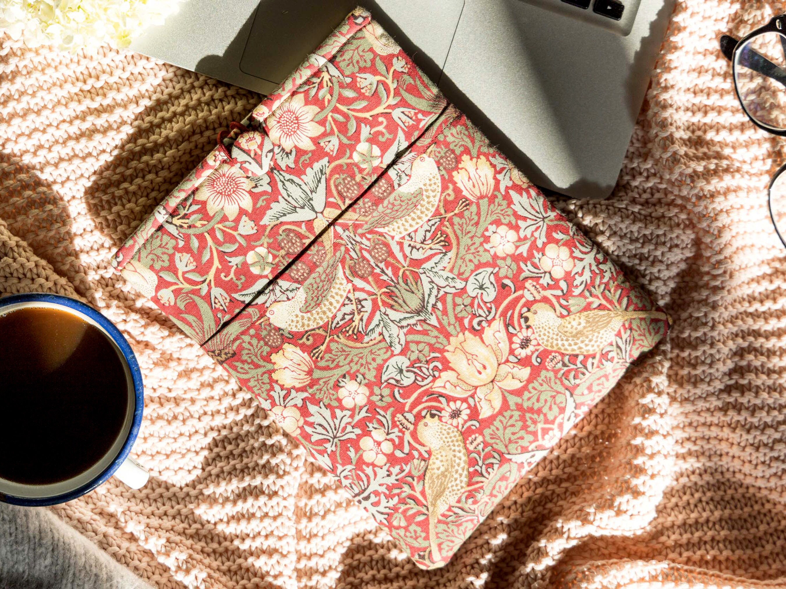 Red Strawberry Thief Book Sleeve With Closure and Front Pocket | Etsy