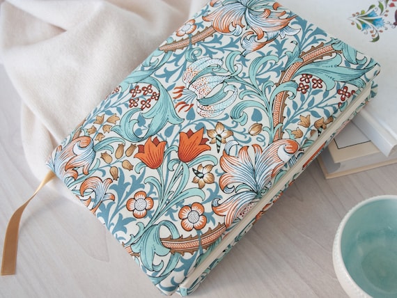 Turquoise Golden Lily Fabric Book Cover Custom Bible Cover - Etsy